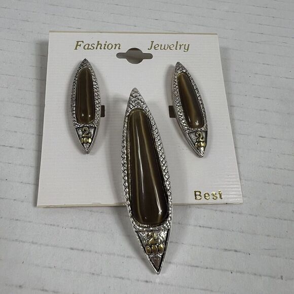 BEST | Jewelry | Vintage Best Pierced Earrings Pendant Cat Eye Oval ...